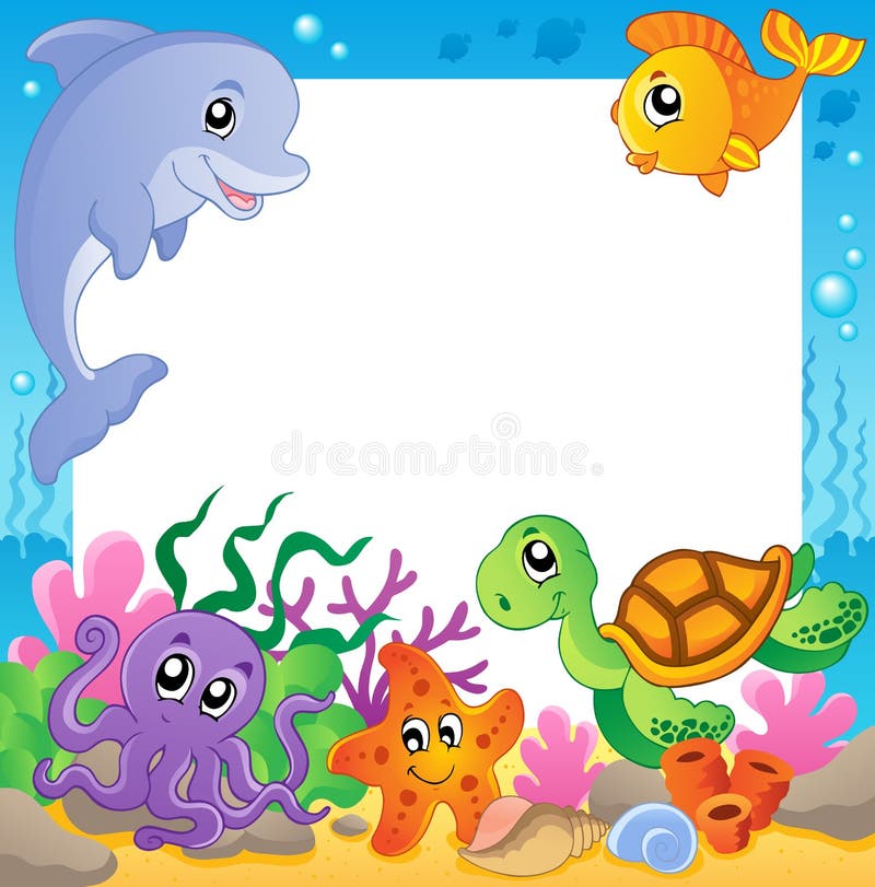 Frame with Underwater Animals 1 Stock Vector - Illustration of depth ...