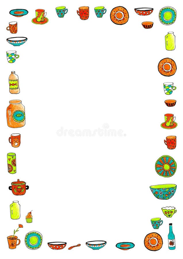 Frame of Utensils and Kitchen Utensils. Stock Illustration ...