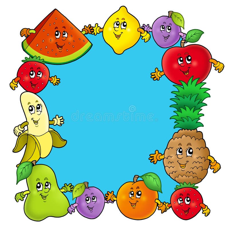 Various cartoon fruits stock vector. Illustration of happy - 14291685