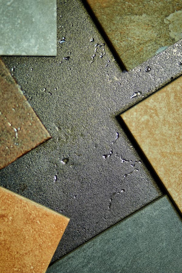 Frame of Various Different Decorative Tiles Samples on Stone Background ...