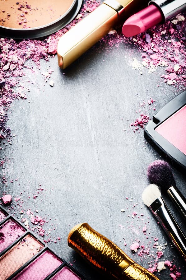 Frame with Various Makeup Products Stock Photo - Image of copyspace ...