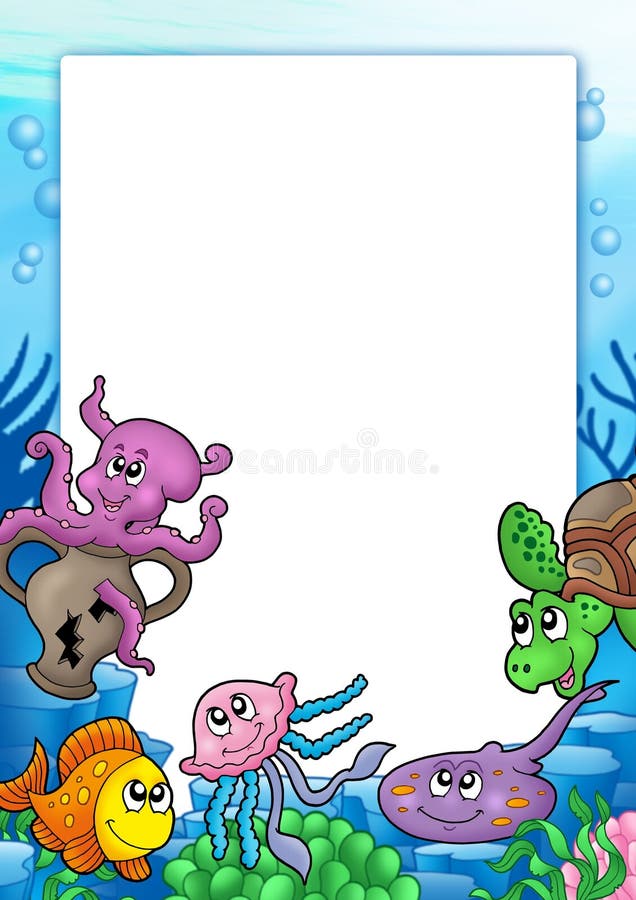 Frame with Various Sea Animals Stock Vector - Illustration of bottom ...