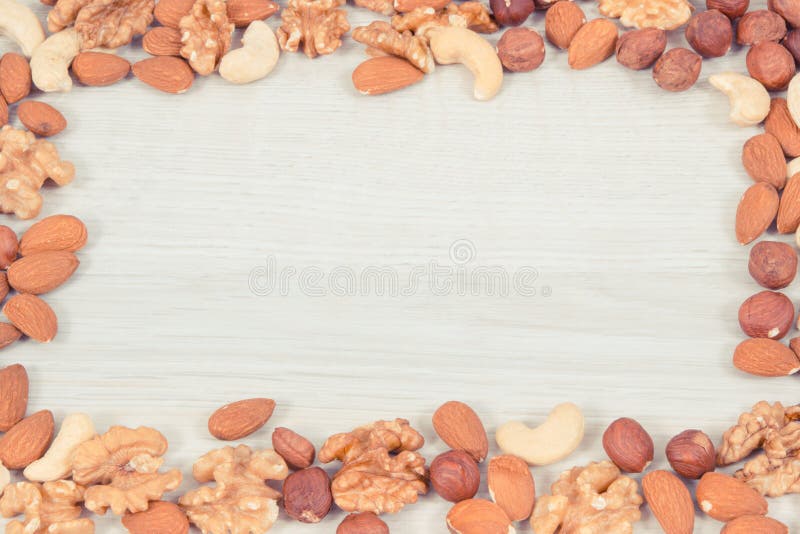 Frame of Various Nuts and Almonds Containing Healthy Natural Vitamins ...