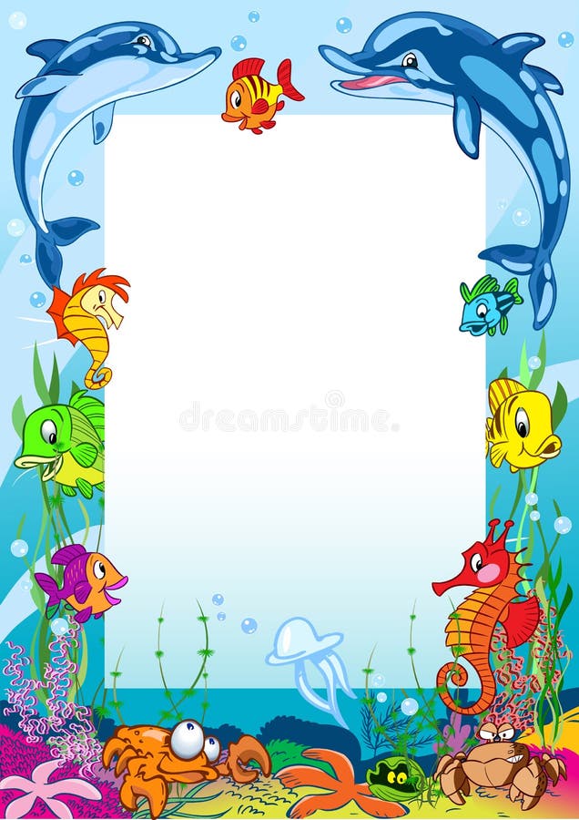Frame with various sea animals, The illustration shows the frame ...