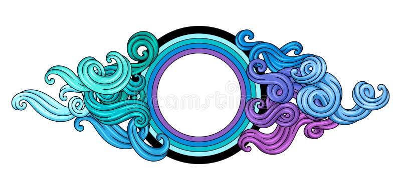Frame With Wave Line Curls Color Striped Texture Stock Vector