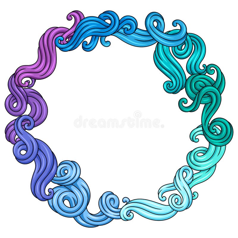 Frame With Wave Line Curls Color Striped Texture Stock Vector