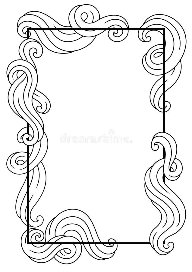 Frame With Wave Line Curls Monochrome Stripes Black And White Texture
