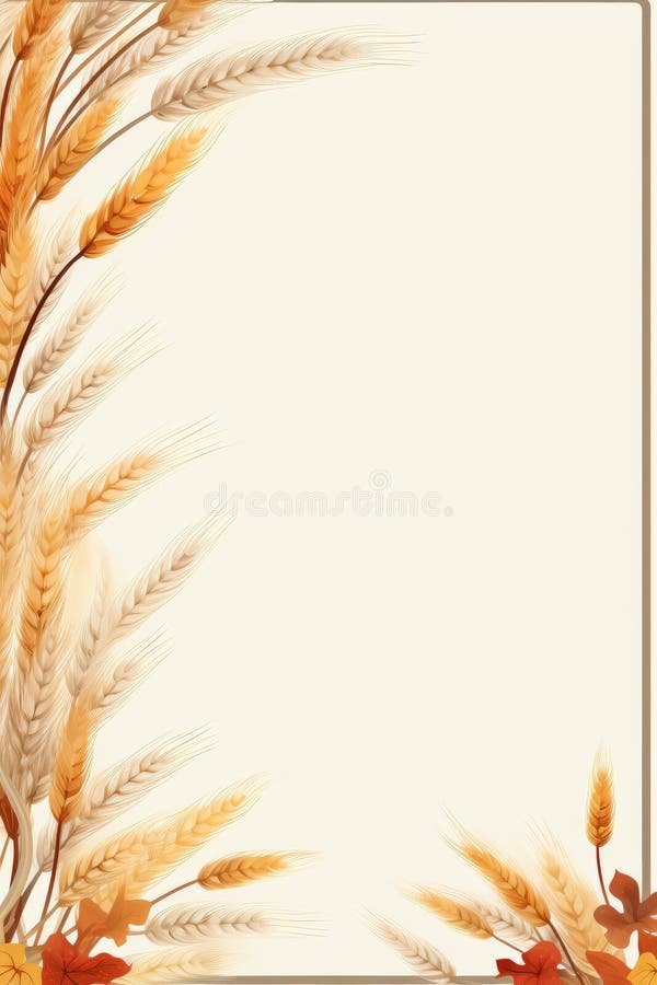 A Frame with Wheat and Leaves on a White Background Stock Photo - Image ...