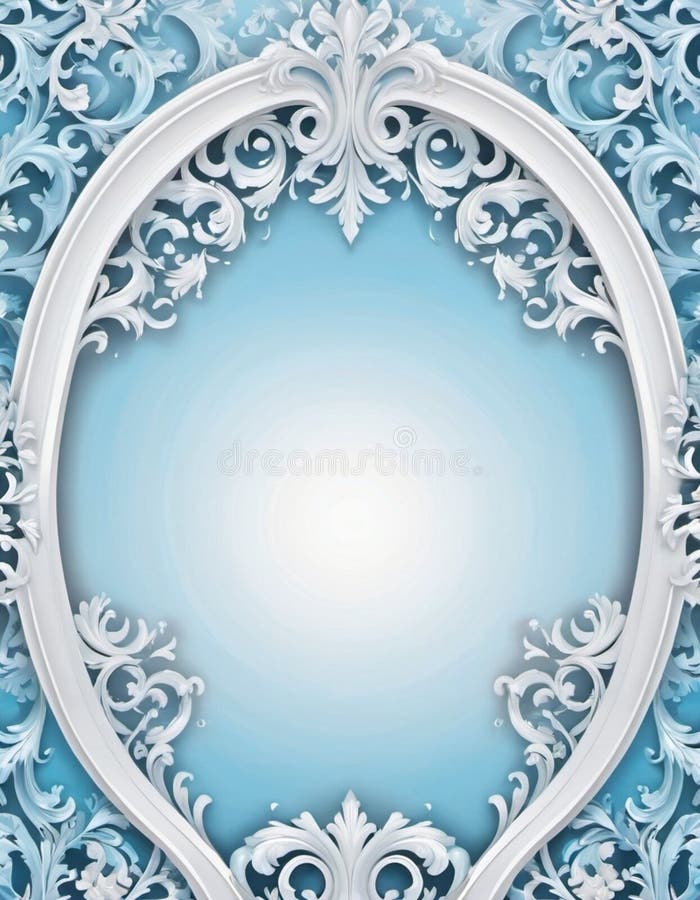Frame with White Decorative Leaves and Flowers in Rococo Baroque Style ...