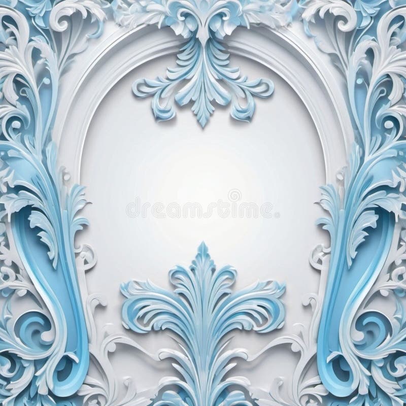 Frame with White Decorative Leaves and Flowers in Rococo Baroque Style ...