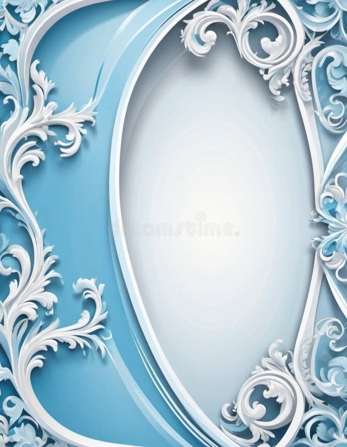 Frame with White Decorative Leaves and Flowers in Rococo Baroque Style ...