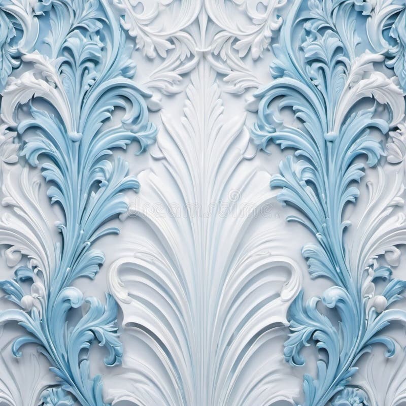 Frame with White Decorative Leaves and Flowers in Rococo Baroque Style ...