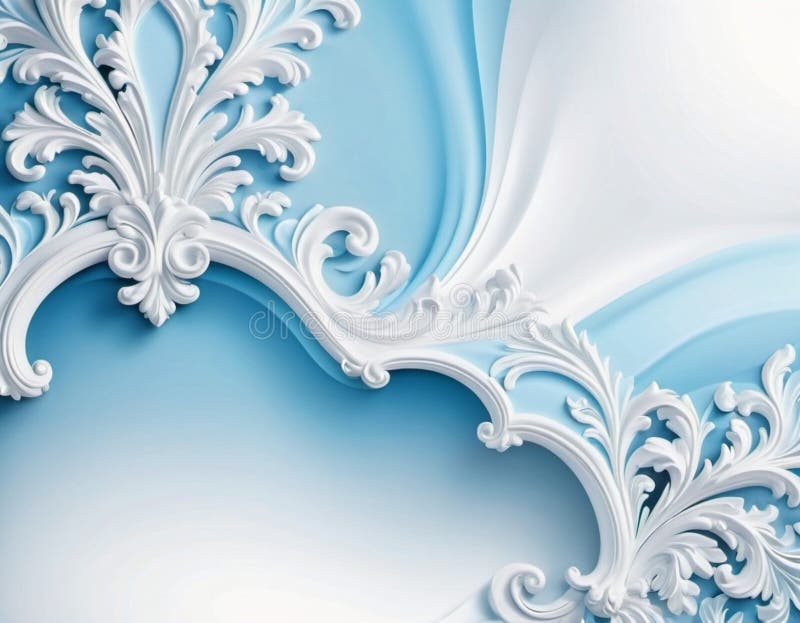 Frame with White Decorative Leaves and Flowers in Rococo Baroque Style ...