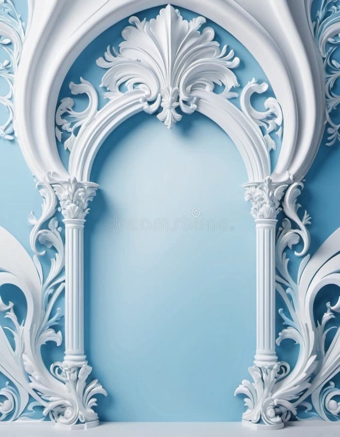 Frame with White Decorative Leaves and Flowers in Rococo Baroque Style ...