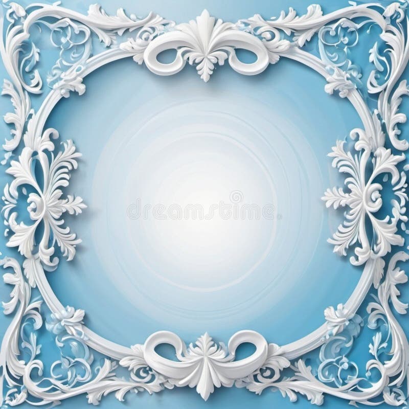 Frame with White Decorative Leaves and Flowers in Rococo Baroque Style ...