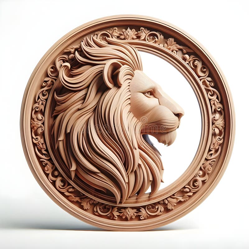 Frame wood lion head stock illustration. Illustration of frame - 324989559