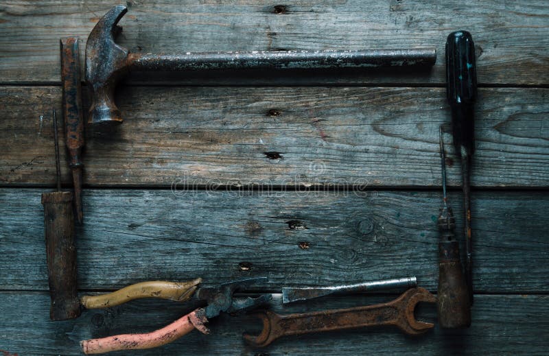 Frame of working tools stock photo. Image of spanner - 40598546
