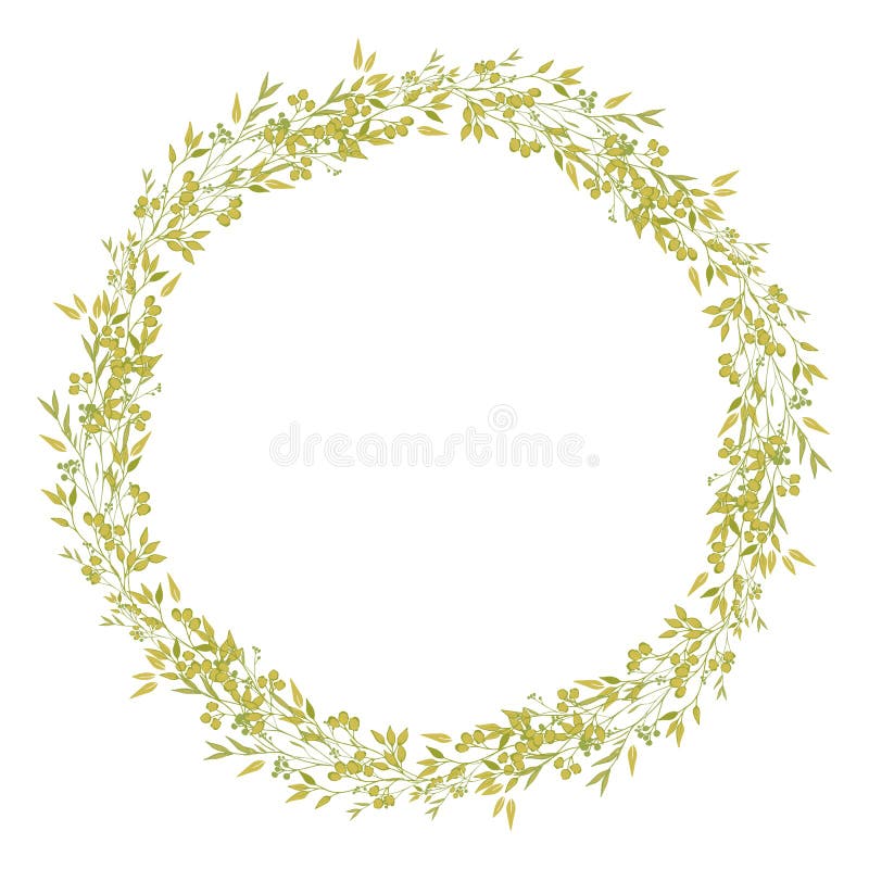 Frame and Wreath of Greenery Branches, Vector. Stock Vector ...