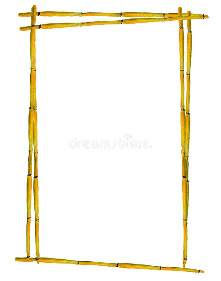 Frame of Yellow Bamboo Stems Watercolor Stock Illustration ...