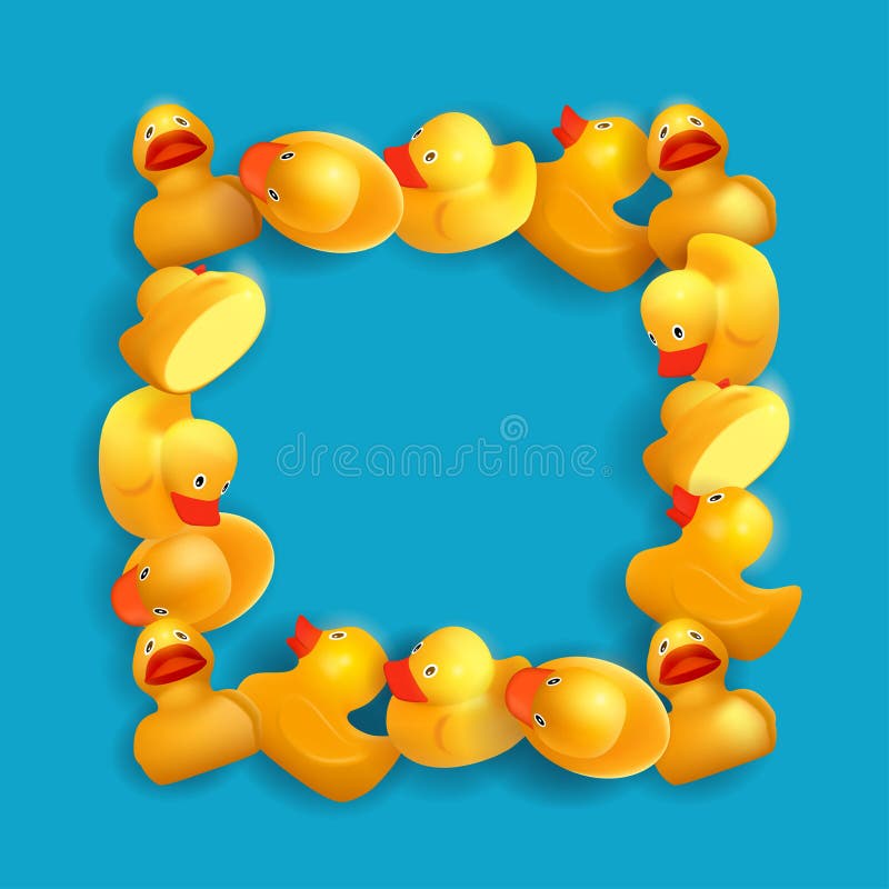 Frame of Yellow Rubber Ducks Stock Vector - Illustration of bathroom ...