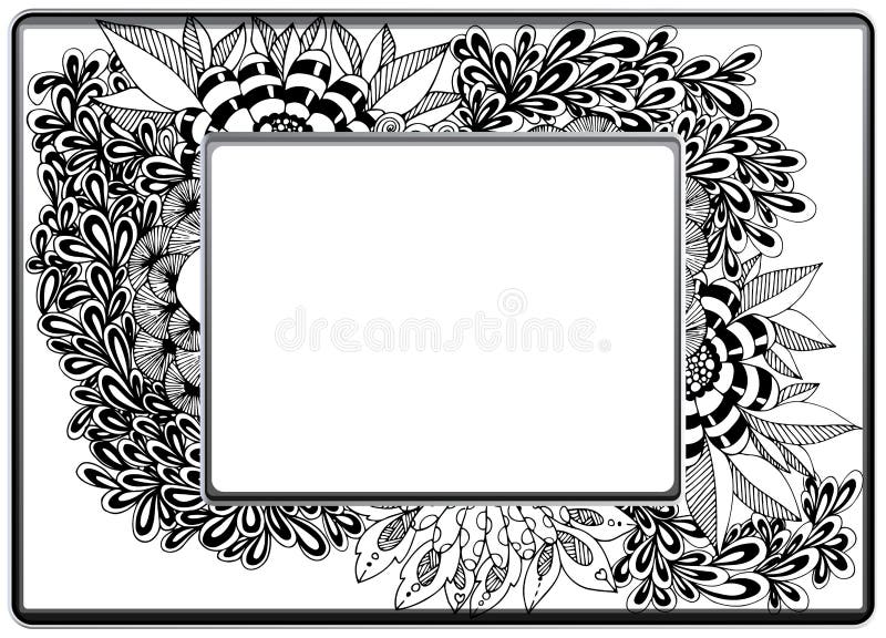 Frame Zentangle, Vector Image. Floral Hand Drawn Stock Vector ...