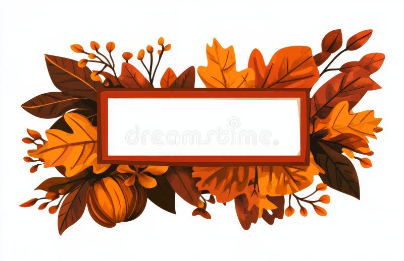Framed Autumn Rectangle with Flat Design, White Space in the Middle for Text, Illustration, Clip ...
