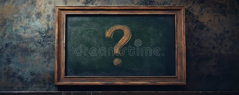 Framed Chalkboard with Question Mark in Dim Light Stock Image - Image ...