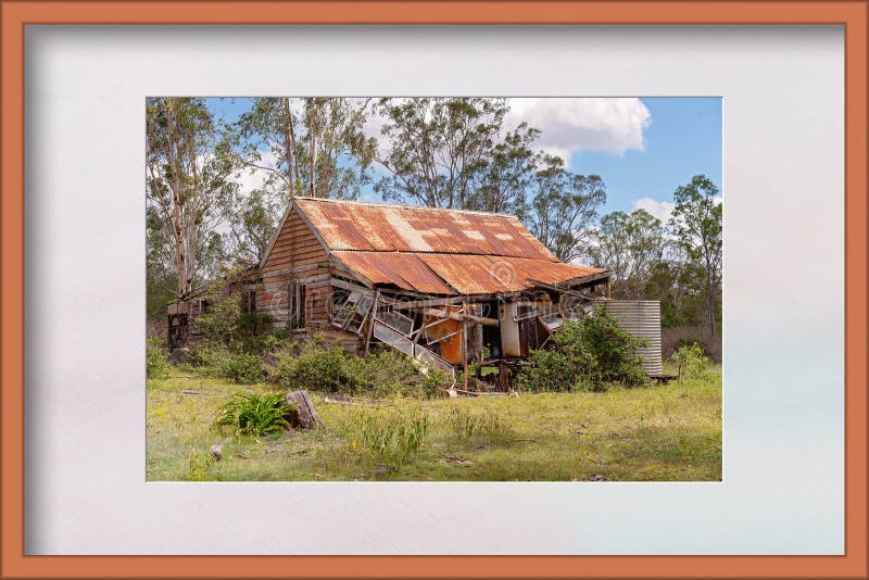 Decrepit Old Falling Down Shed in a Photo Frame Stock Photo - Image of ...