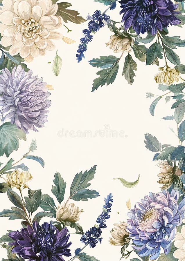 A Framed Image of Purple Flowers with Gold Trim Stock Image - Image of ...