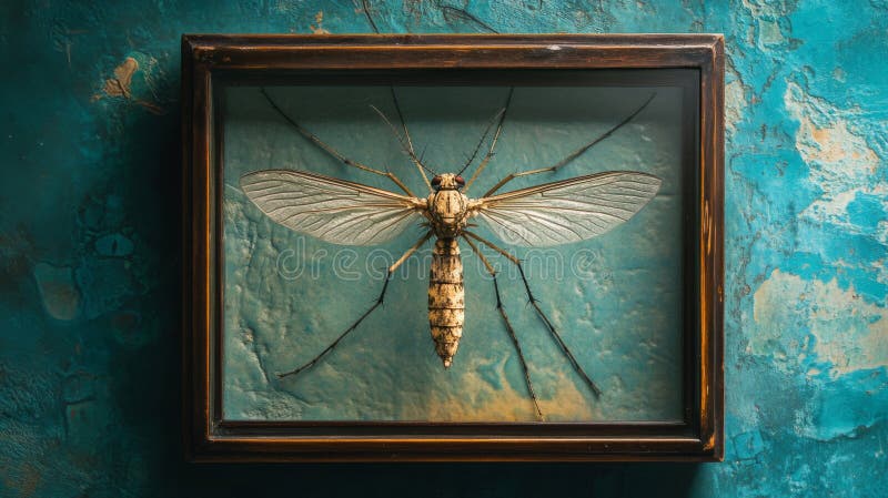 Framed Insect Specimen on Teal Background Stock Illustration ...