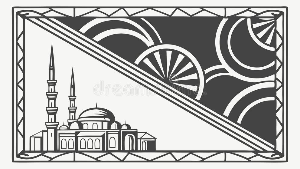 Framed Islamic Mosque with Geometric Art Deco Pattern, Vector Design ...
