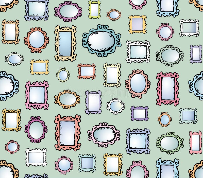 Framed Mirrors. Vector Drawing Pattern Stock Illustration ...