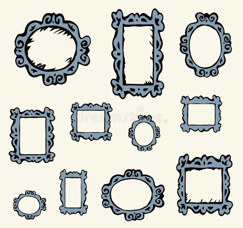Framed Mirrors. Vector Drawing Pattern Stock Illustration ...