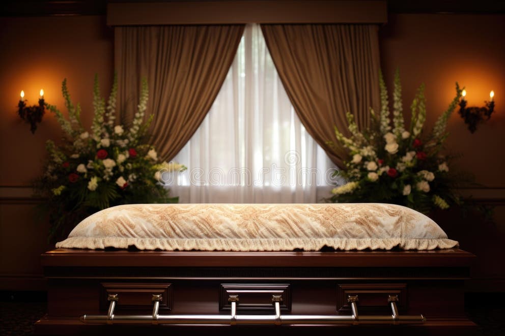 Framed Portrait of an Empty Funeral Dais Stock Photo - Image of somber ...