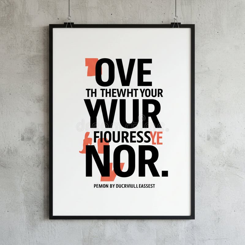 Framed Poster with Abstract Text in Bold Black Font on a White ...