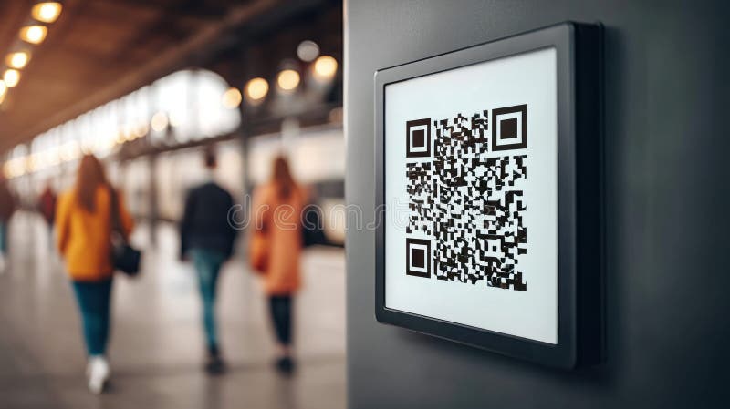 A Framed QR Code is Displayed Prominently, with a Blurred Background of ...