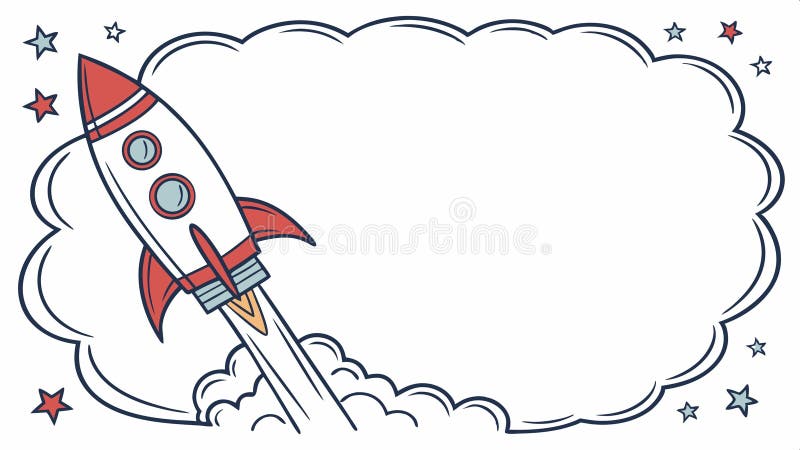 Framed Rocket Ship Graphic with Stars Vector Design Generative AI Stock ...