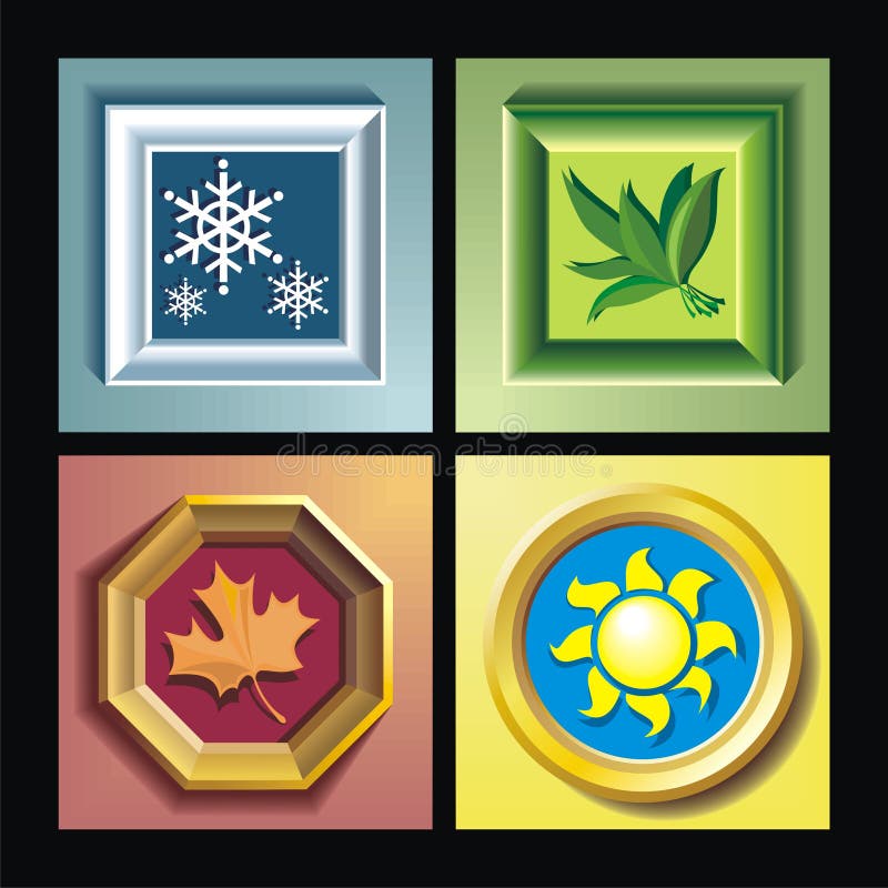 Framed seasons stock vector. Illustration of octagon, leaf - 9528822