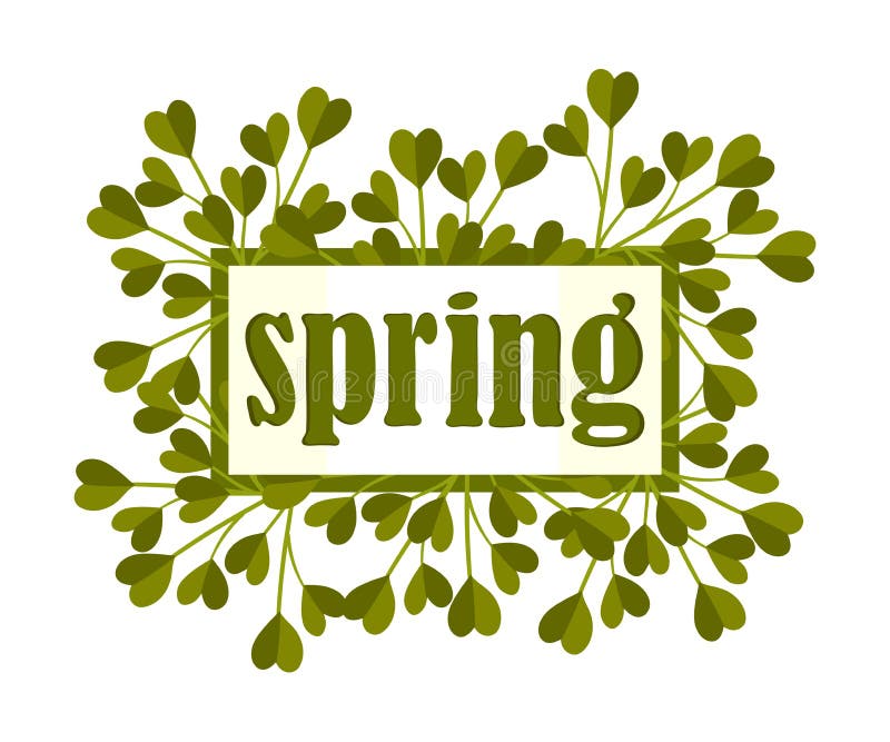 Framed Spring Botanical Composition with Green Bouquet Vector ...