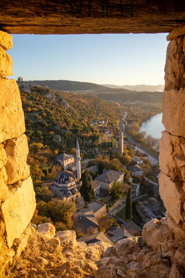 Framed View of a Historic Landscape at Sunset Stock Image - Image of ...