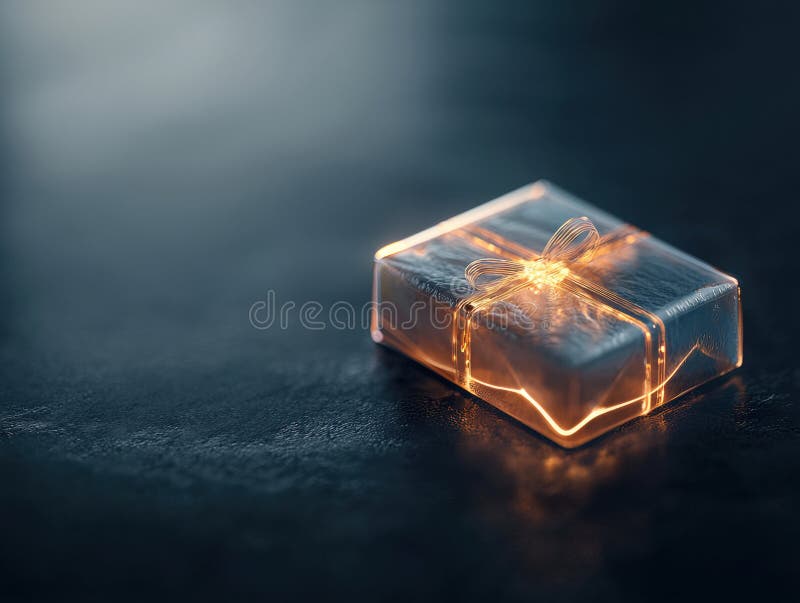 Frameless Floating Gift Box Emitting Warm LED Light, Delicately Wrapped ...