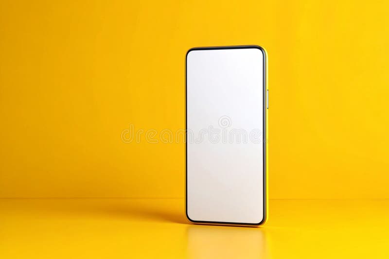 Frameless Smartphone Side View Blank Screen Yellow, Generative Ai Stock ...