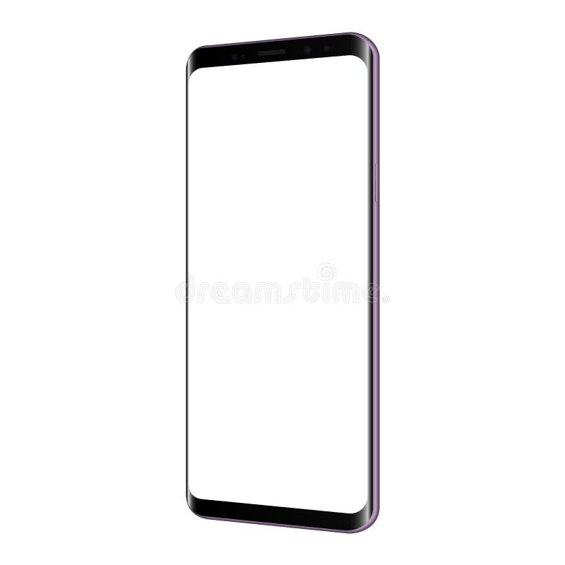 Frameless Violet Smartphone Mockup with Blank Screen Isolated Stock ...