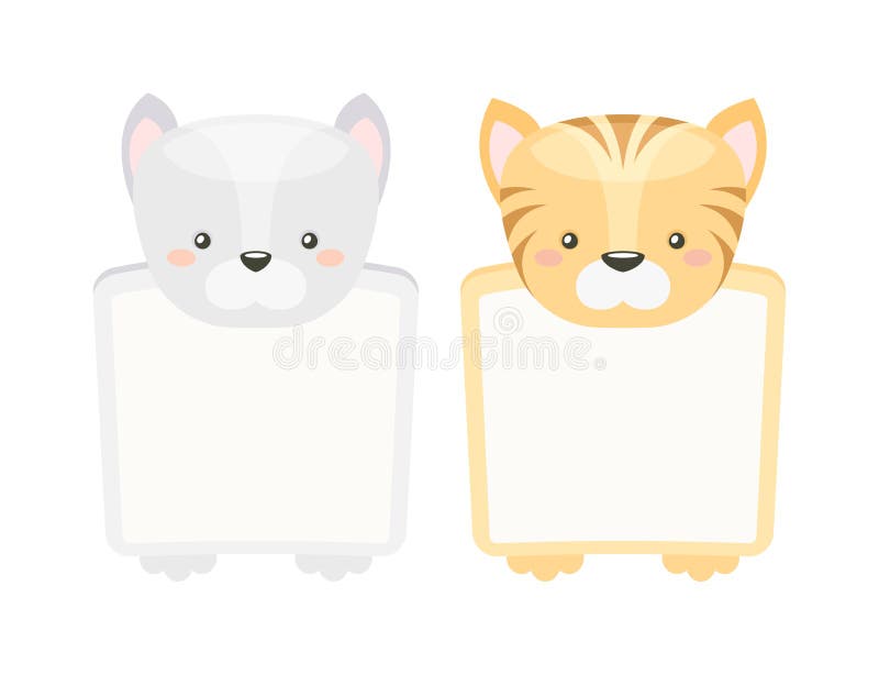 Frames with Animal Heads or Notebook Page for Notes Vector Set Stock ...