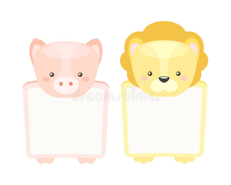 Frames with Animal Heads or Notebook Page for Notes Vector Set Stock ...