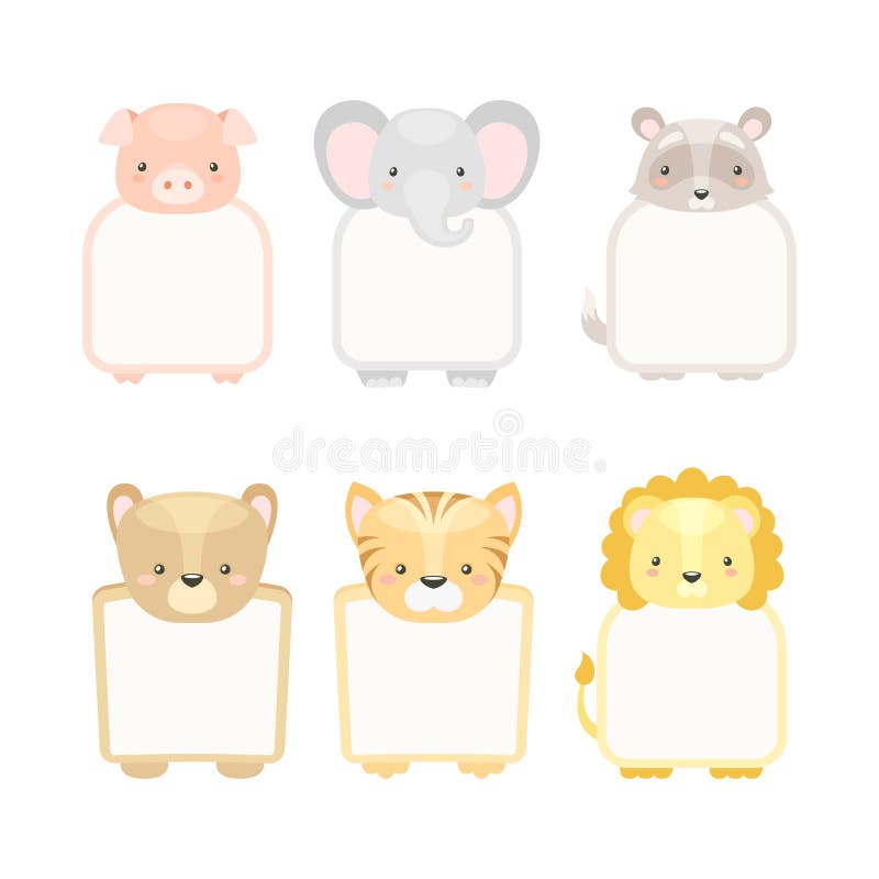 Frames with Animal Heads or Notebook Page for Notes Vector Set Stock ...