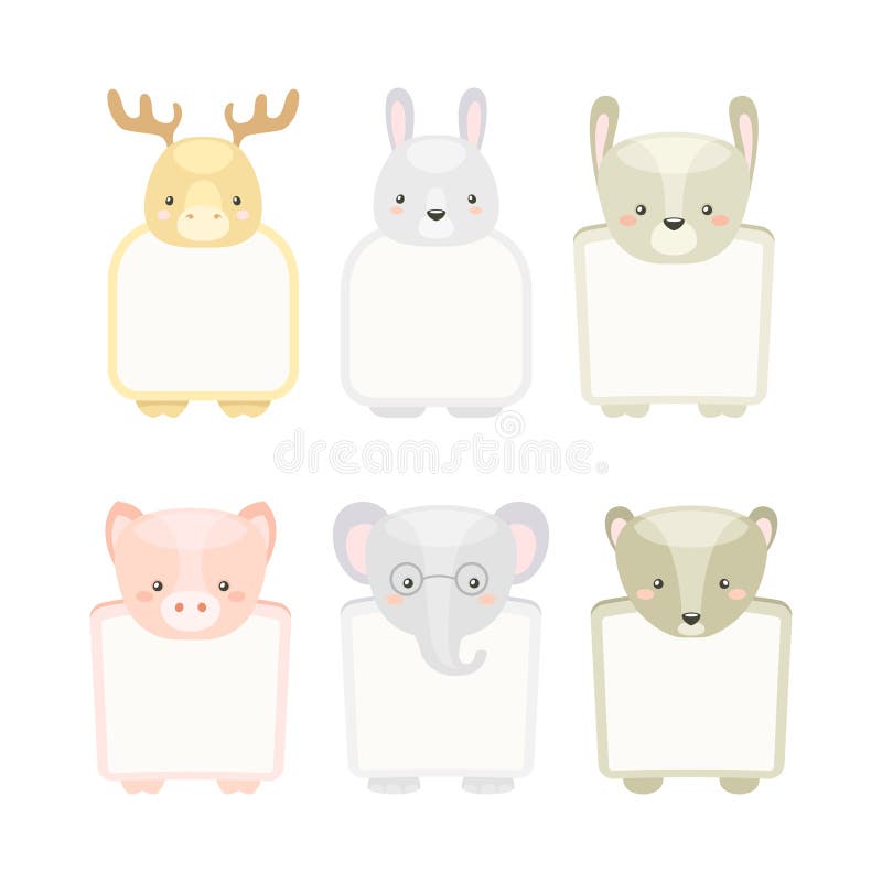 Frames with Animal Heads or Notebook Page for Notes Vector Set Stock ...
