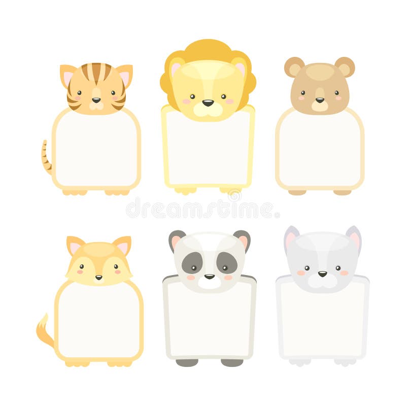 Frames with Animal Heads or Notebook Page for Notes Vector Set Stock ...