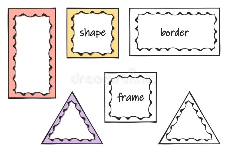 Frames, Artistic Border Set. Hand Drawn Paint Brush Wave Line Strokes ...