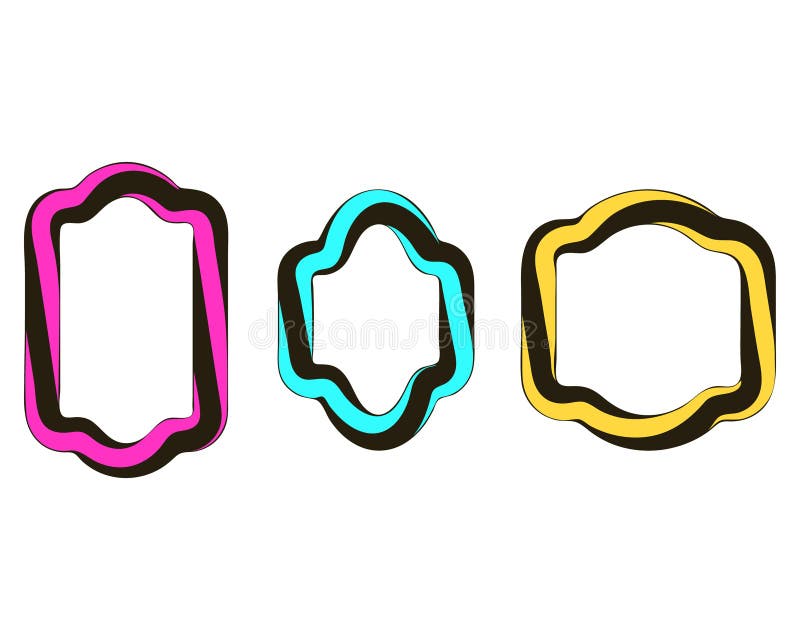 Frames, Border Set. Swirl Effect Illusion, Doodle Line Strokes, Bright ...